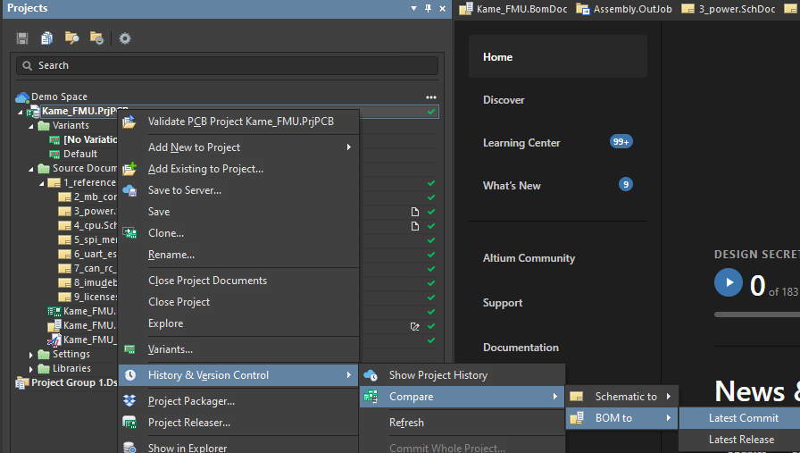 BOM Compare | Version Control | Video Tutorials | Learn Altium 365